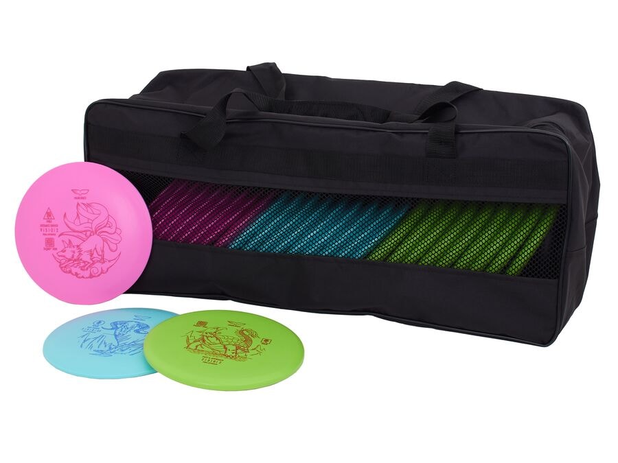 Diskgolfskólasett með 30 diskum + poka (blanda) Inniheldur 30 diska og ...